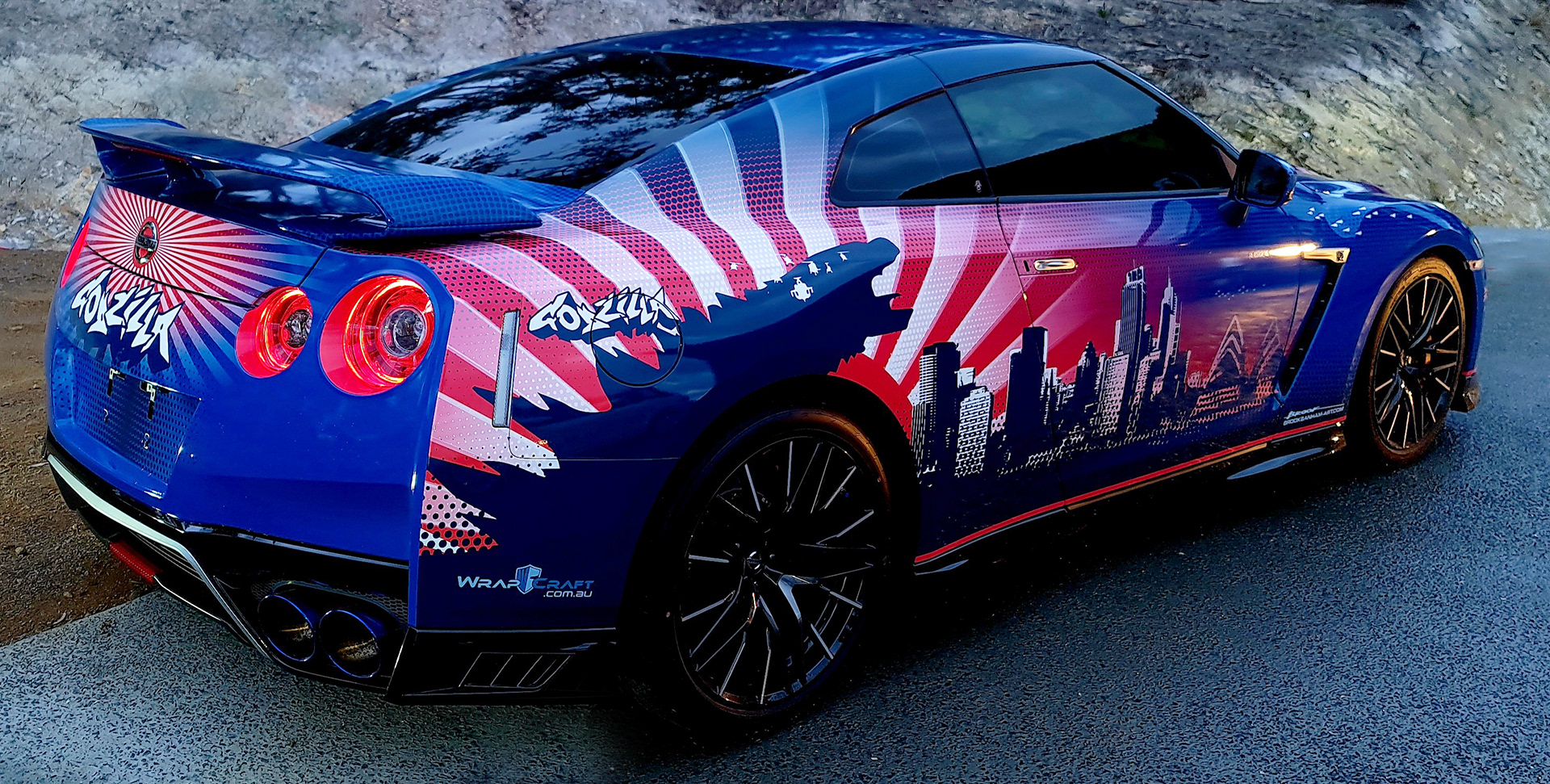 Middlecott Design - Nissan GTR WRap - Godzilla vs Sydney