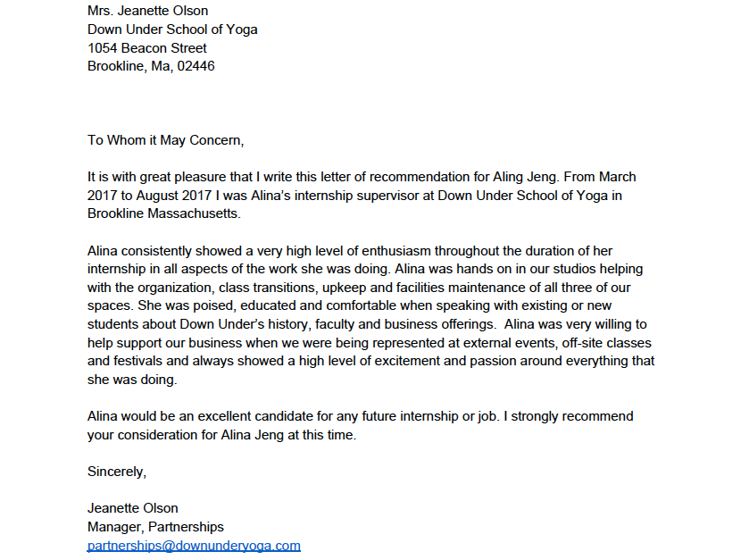Alina Jeng - Recommendation Letters