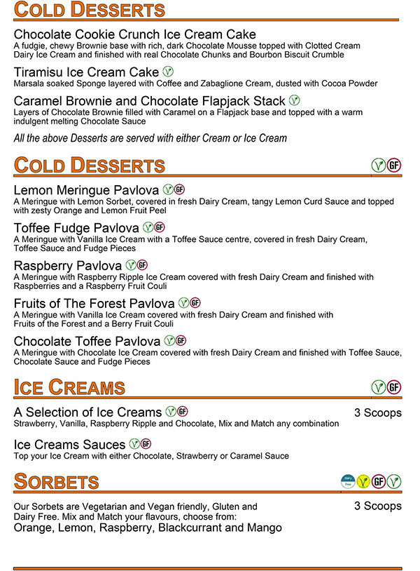The Maltings Pub at Elmdon - Sample Dessert Menu