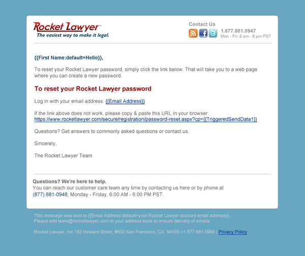 Johnny Chen - Rocket Lawyer Email Template