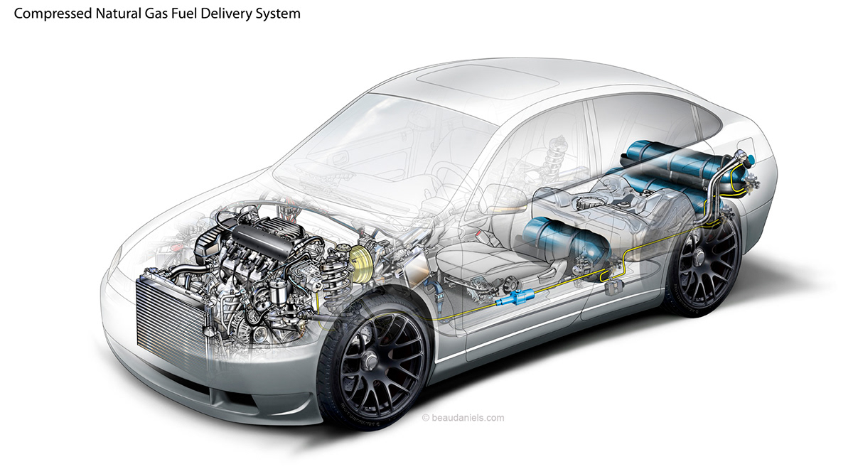 Beau and Alan Daniels illustration portfolios. - Generic cutaway car.