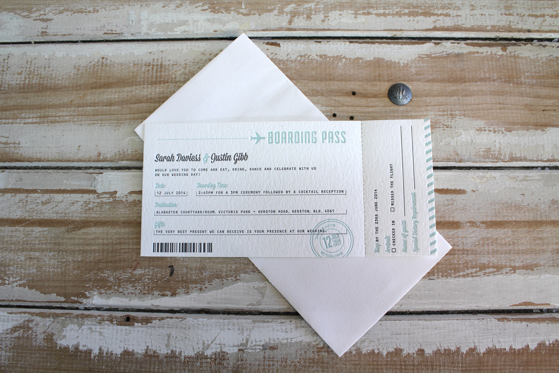 Georgia Mather - Sarah & Justin Wedding Invitation