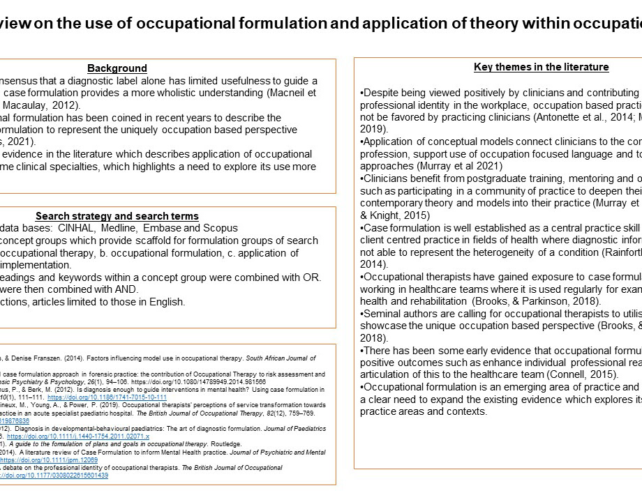Capstone Showcase - Occupational Formulation and Application of Theory