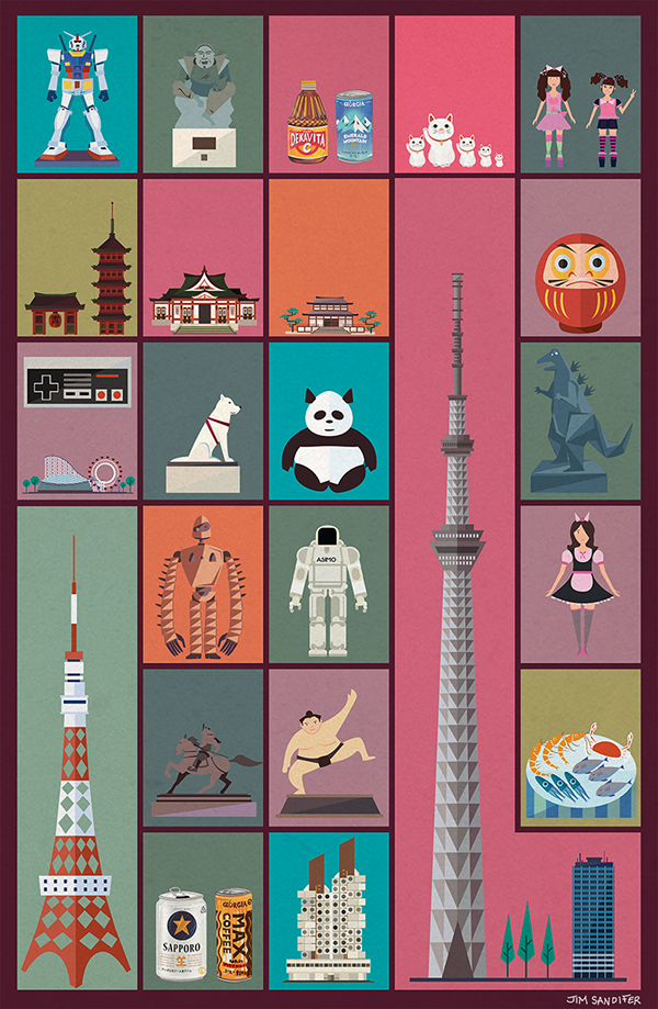 James Sandifer Illustration & Animation - Illustrated Map of Tokyo